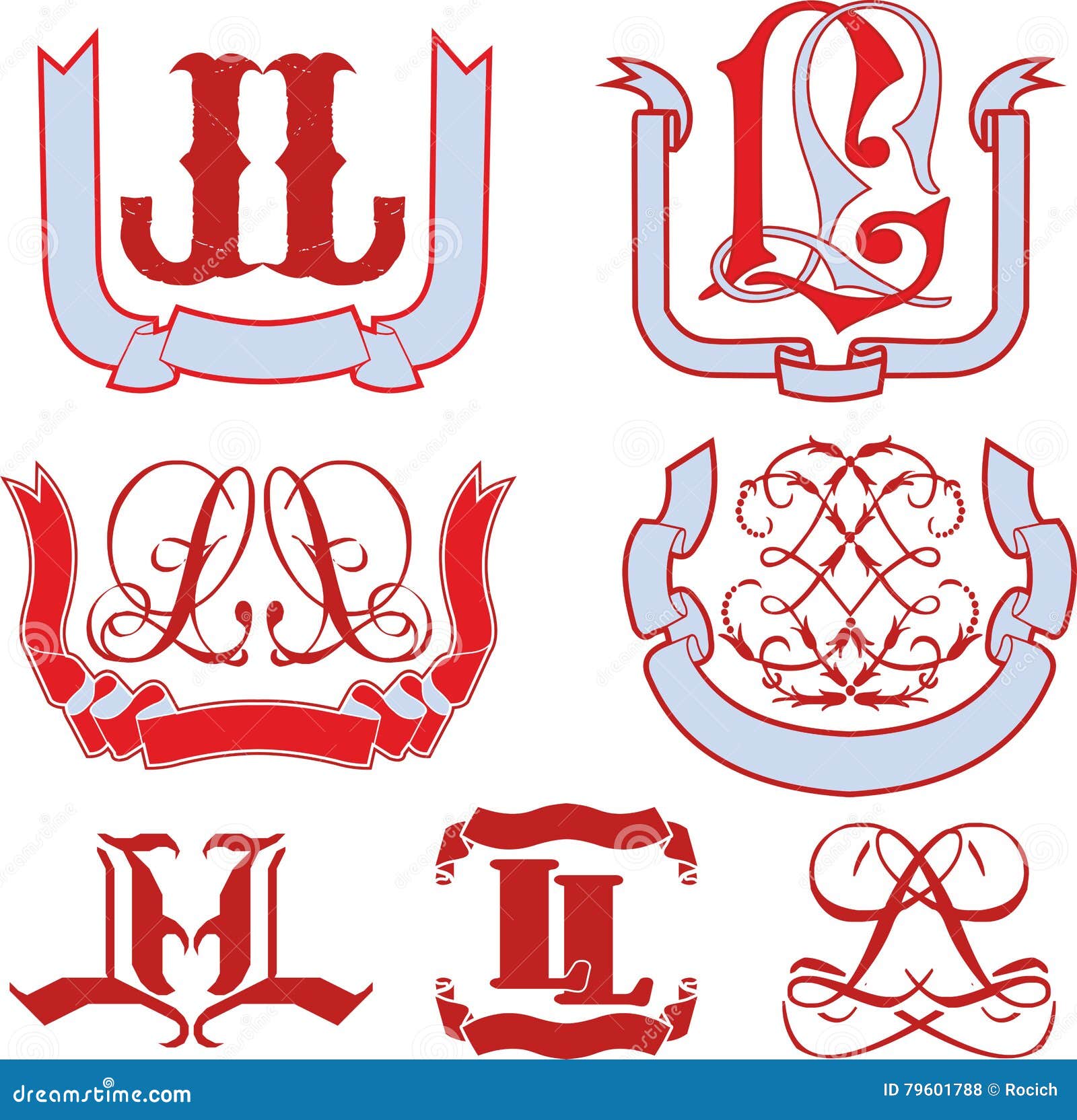 Set of LL Monograms and Emblem Templates Stock Vector - Illustration of ...