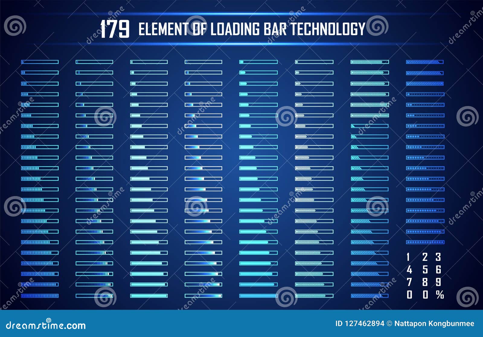 Set of Loading Bar Abstract Digital Technology UI Futuristic HUD Stock ...