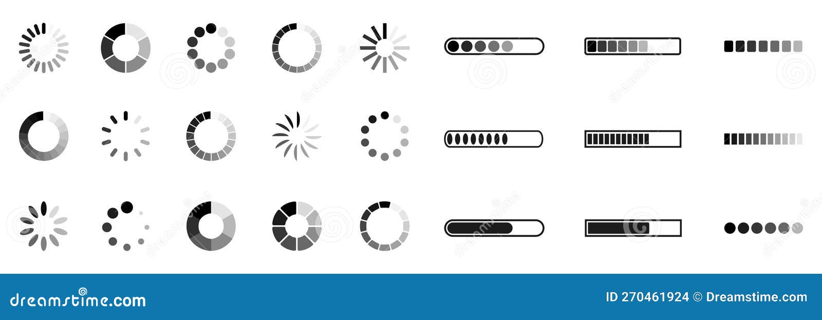 Set Loading Bar Icons. Progress Bar Loading Signs. Collection Loading ...