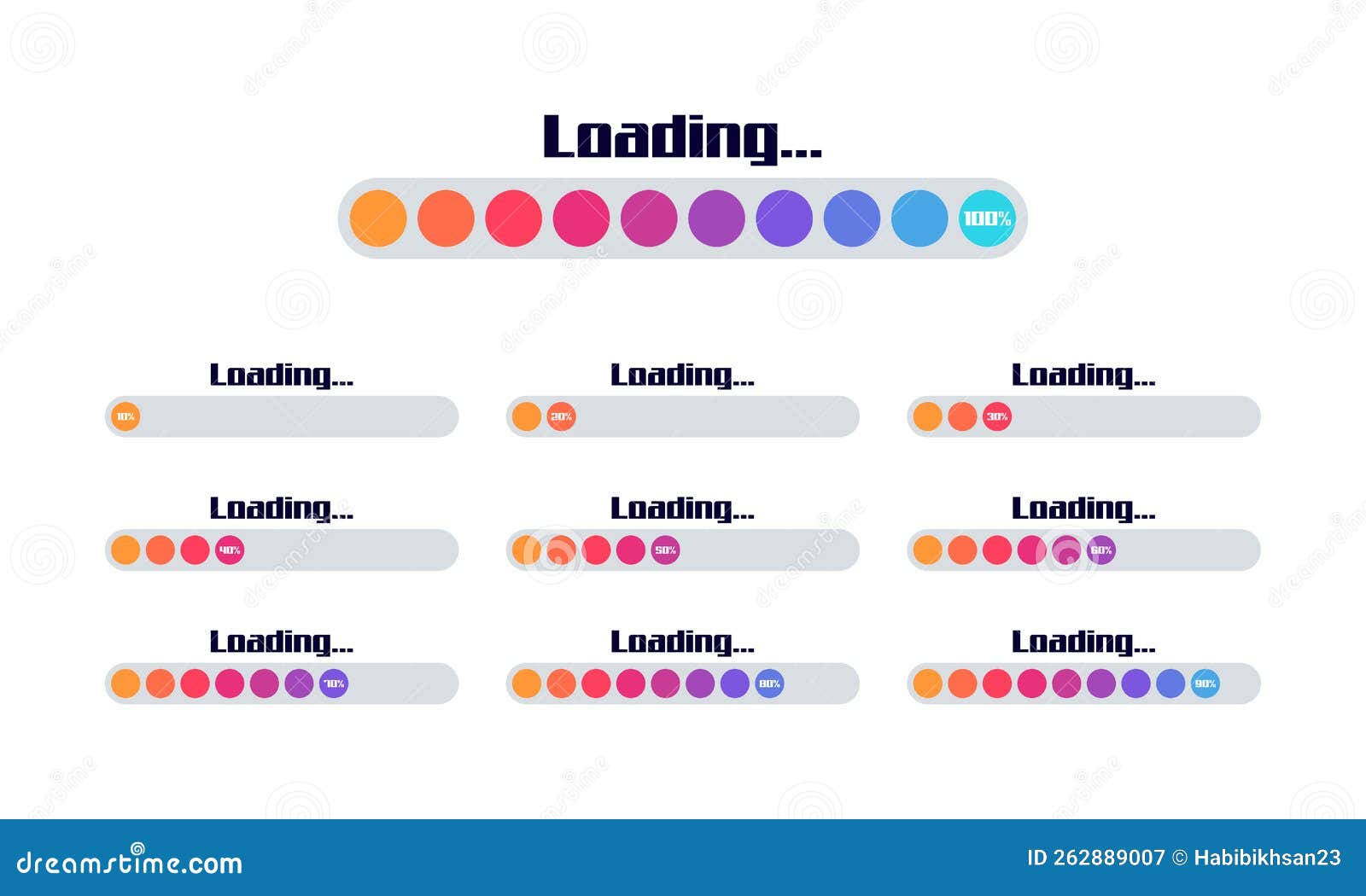 Set of Loading Bar Vector Illustration. Progress Visualization. Loading ...