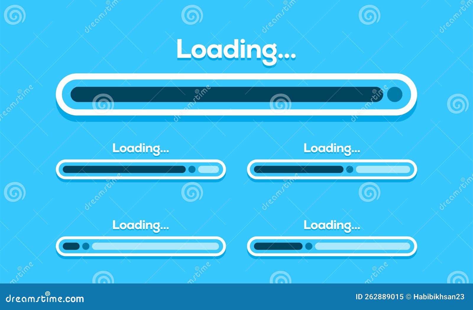 Set Of Loading Bar Vector Illustration Progress Visualization Loading