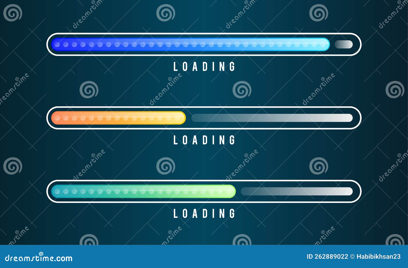 Set Of Loading Bar Vector Illustration Progress Visualization Loading