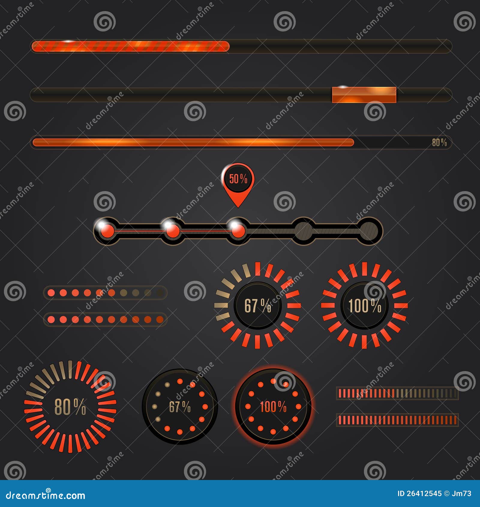 Set of loading bars stock vector. Illustration of glossy - 26412545
