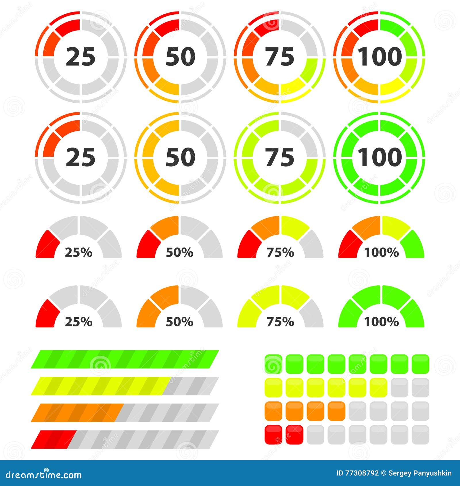 Set of Loading Bars and Preloaders. Stock Vector - Illustration of full ...