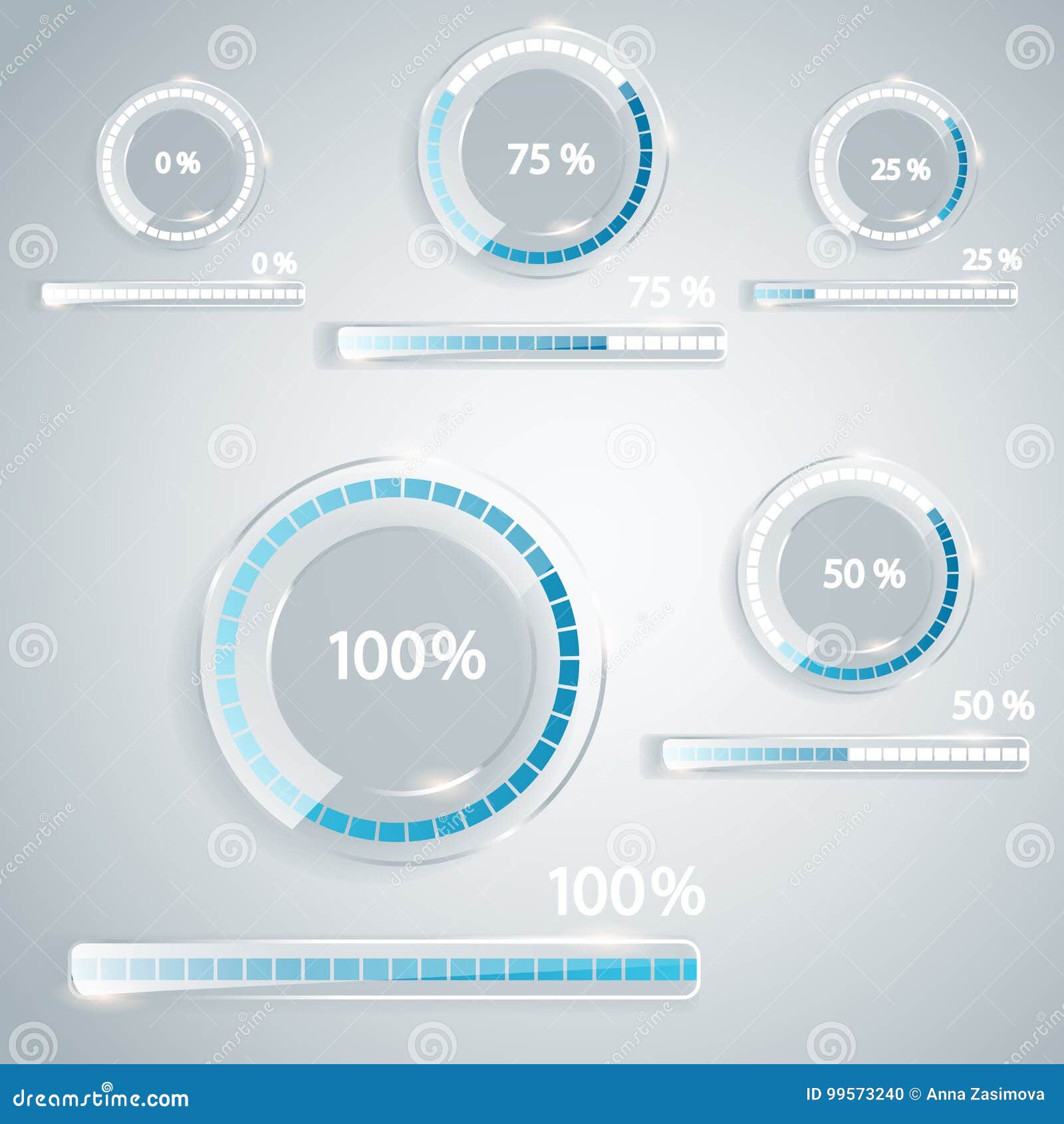 Set of Loading Bars and Spinner Bars with Loading Step Numbe Stock ...