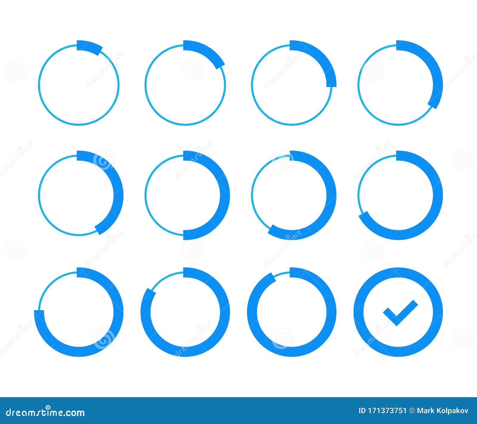 Set Loading Blue Circle in Flat Style Stock Illustration - Illustration ...