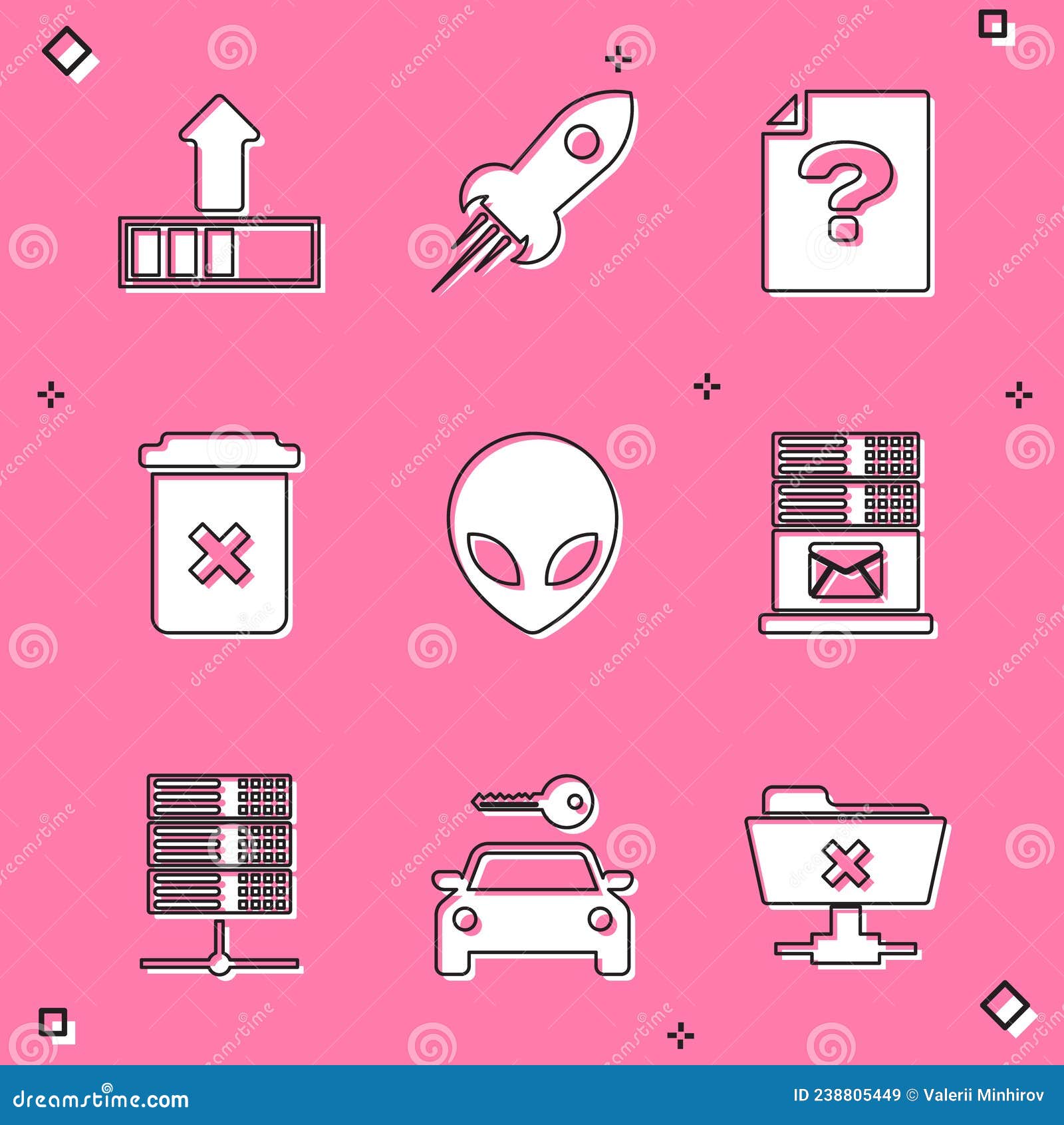 Set Loading, Rocket Ship with Fire, Unknown Document, Trash Can, Alien ... Set Loading, Rocket Ship with Fire, Unknown Document, Trash Can, Alien ...