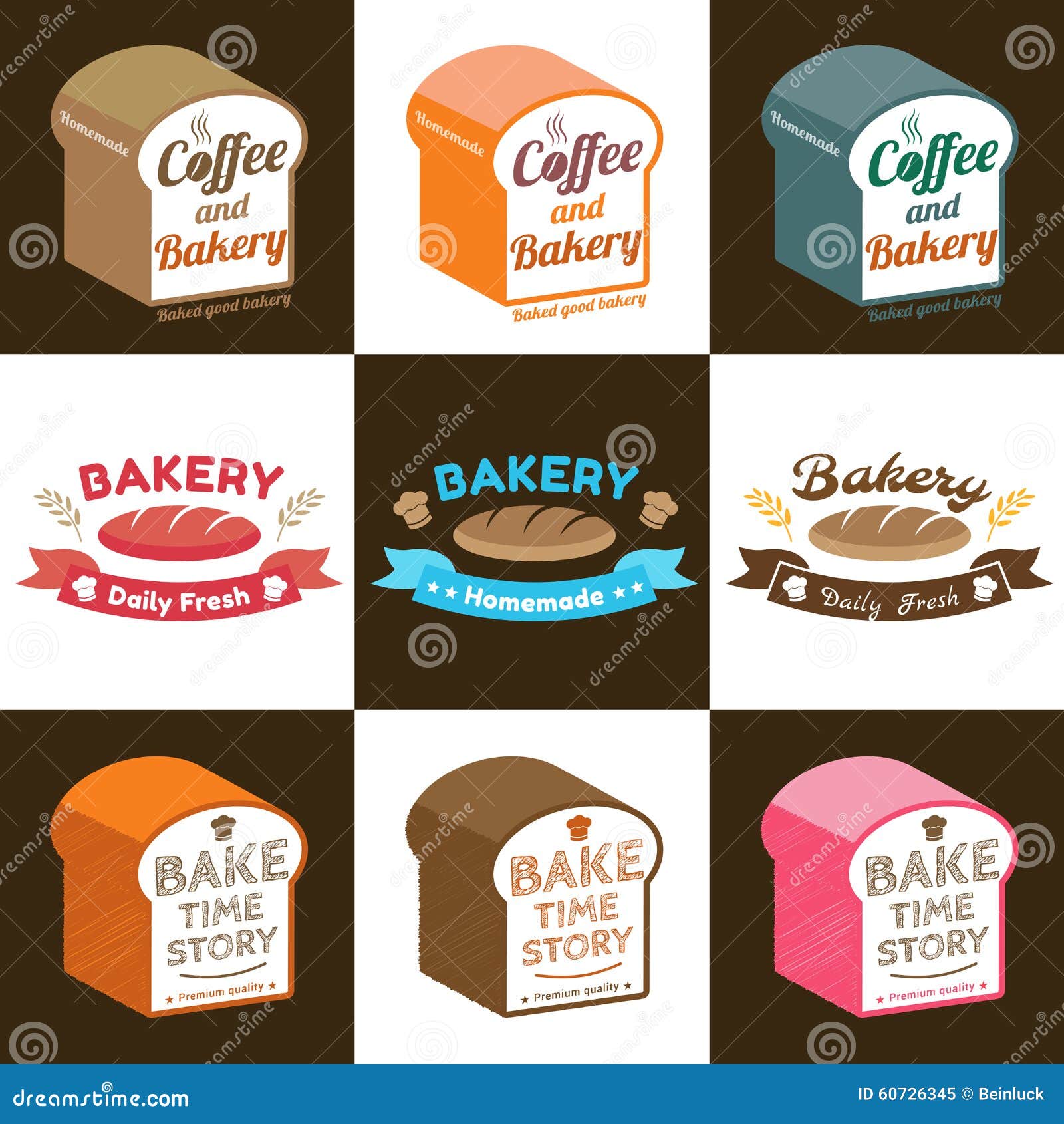 Set of Loaf Bread Bakery Badge Label Sticker Design in Vector Stock ...