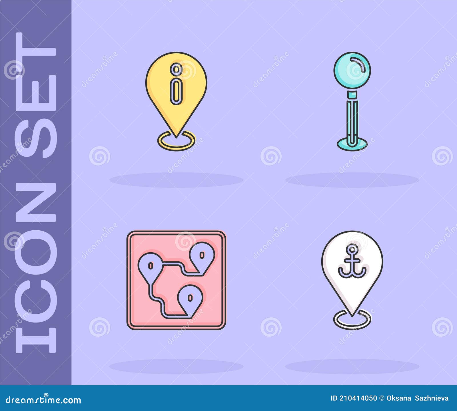 Set Location with Anchor, Information, Route Location and Push Pin Icon ...