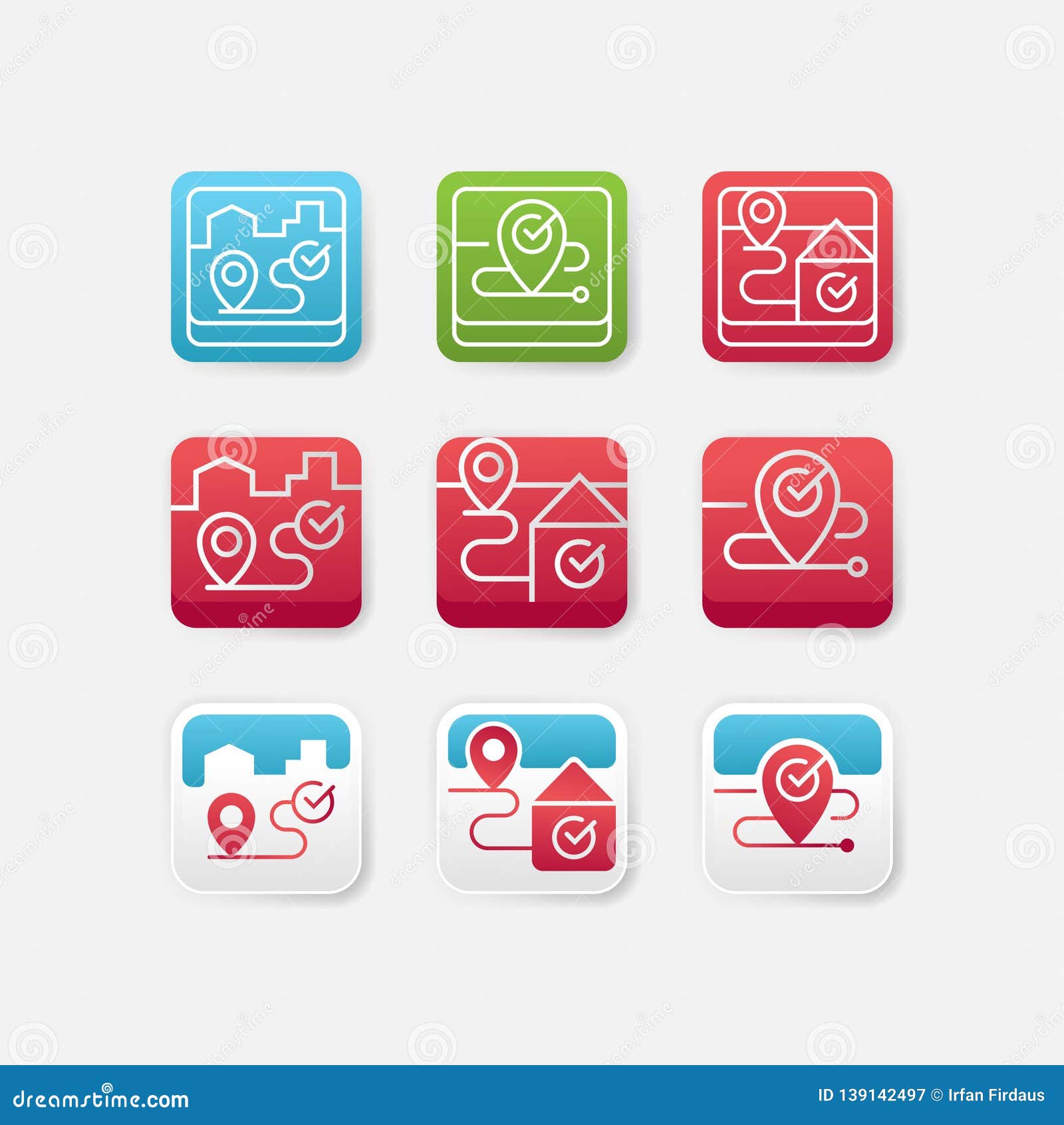 Set of location app icon stock vector. Illustration of navigation ...