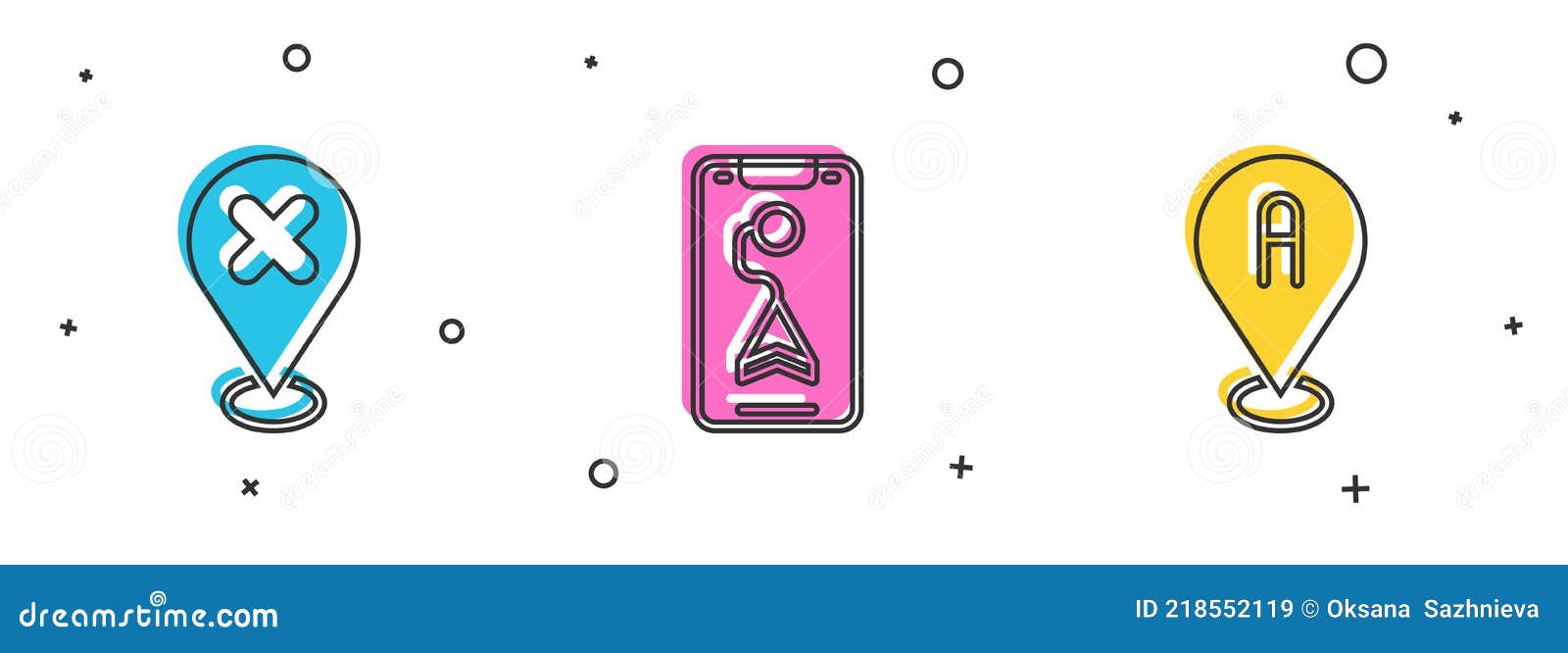 Set Location with Cross Mark, City Map Navigation and Icon. Vector ...