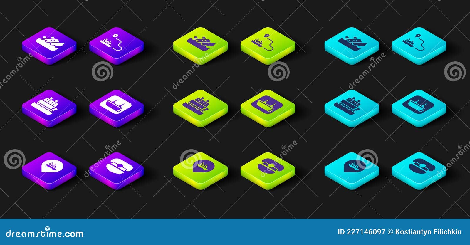 Set Location with Cruise Ship, Captain Hat, Cruise, Lifeboat, Ship Line ...