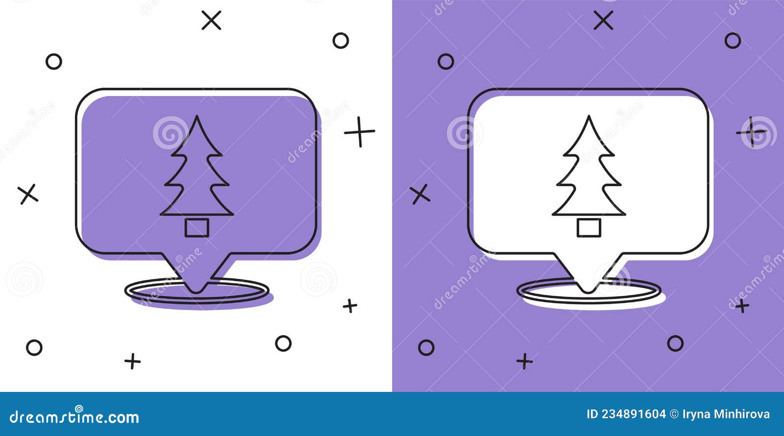 Set Location of the Forest on a Map Icon Isolated on White and Purple ...
