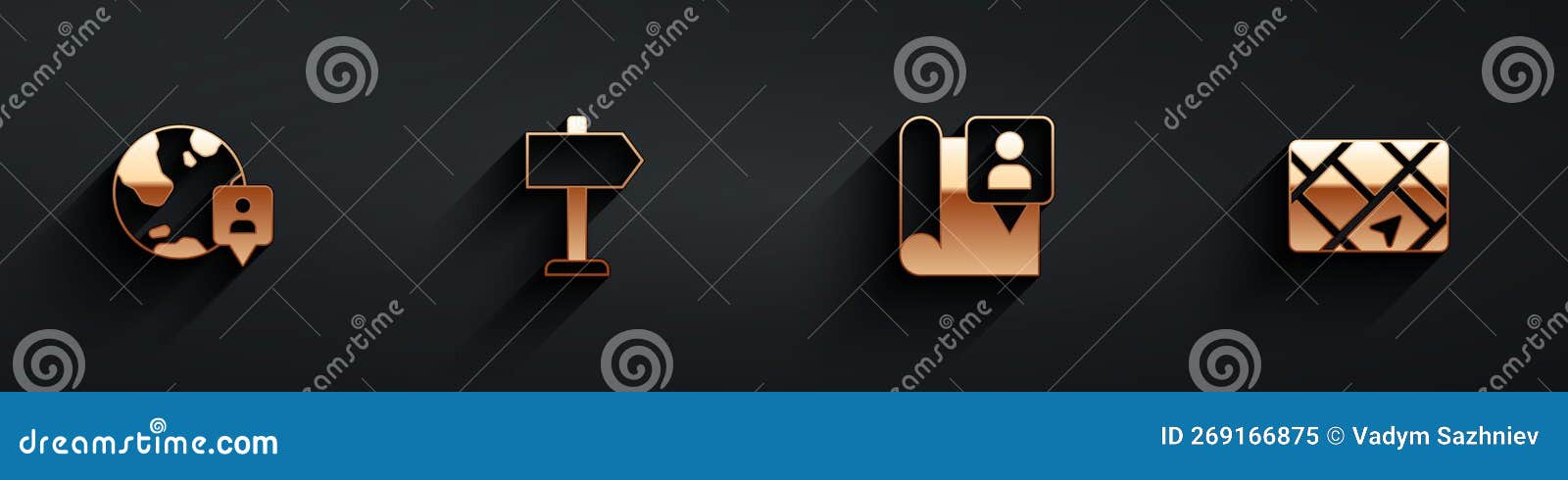 Set Location on the Globe, Road Traffic Sign, Folded Map with Location ...