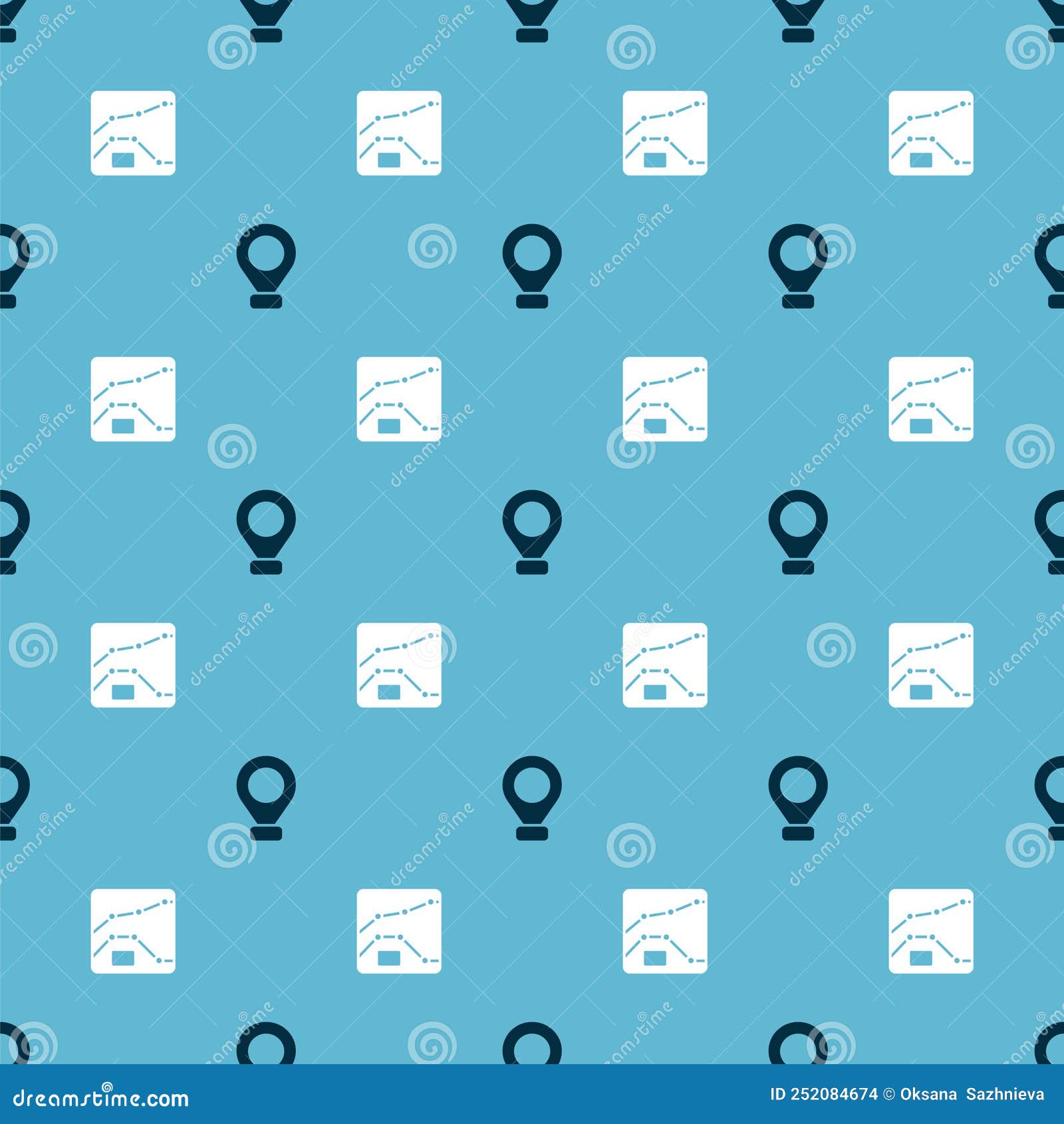 Set Location and Graph, Chart, Diagram on Seamless Pattern. Vector ...