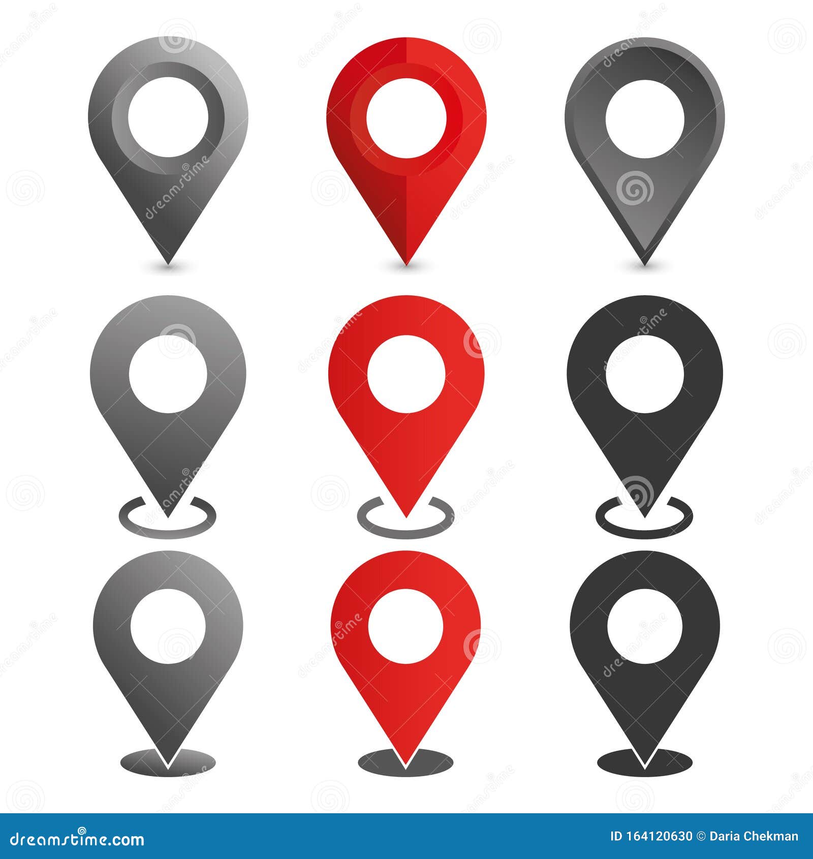 Set of Location Icons. Modern Map Markers Stock Illustration ...