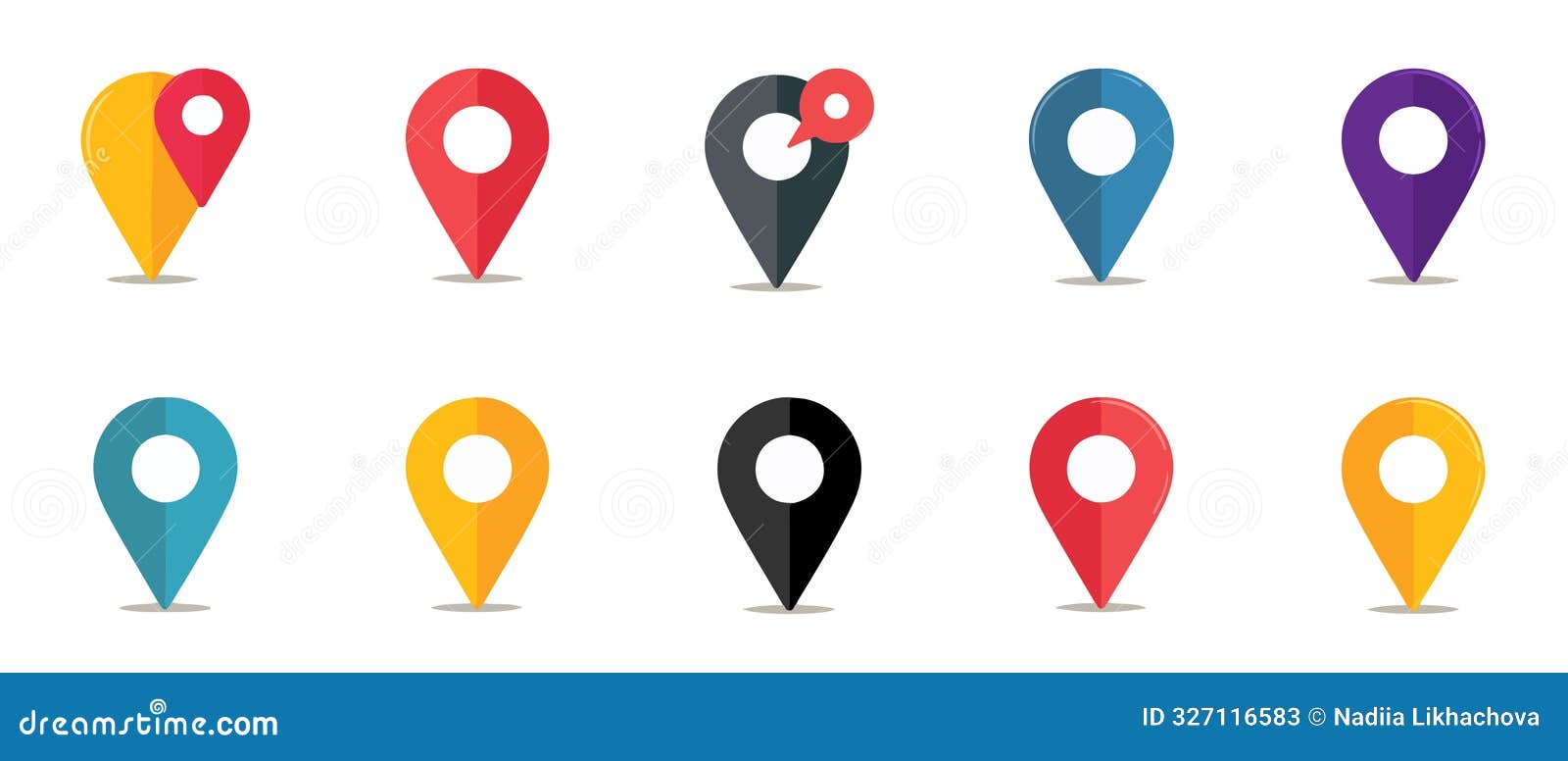 Set of Location Icons, Place Marker on the Map. Location Pointer Icon ...