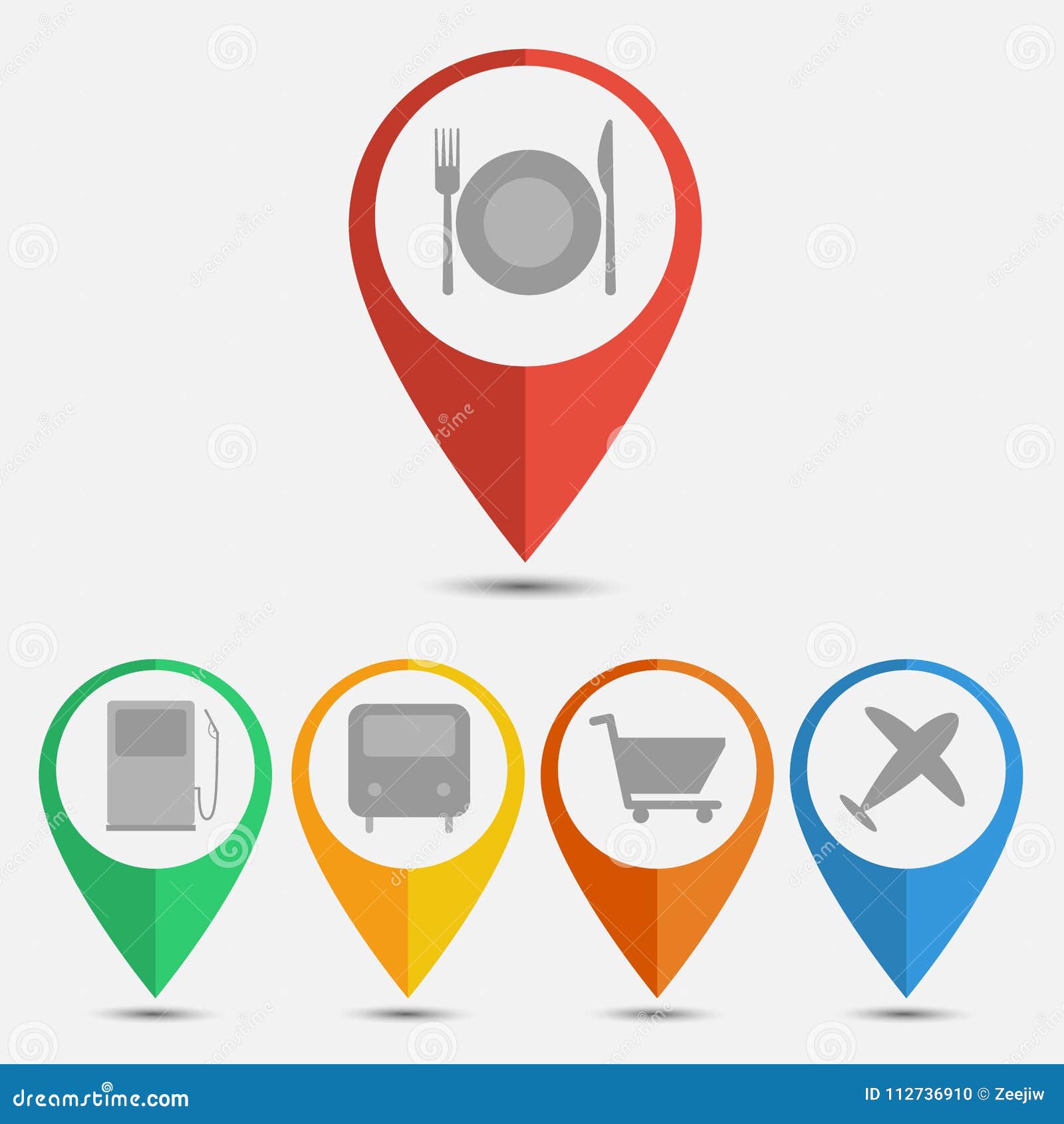 Set of Location Map Icon.flat Design Stock Vector - Illustration of ...