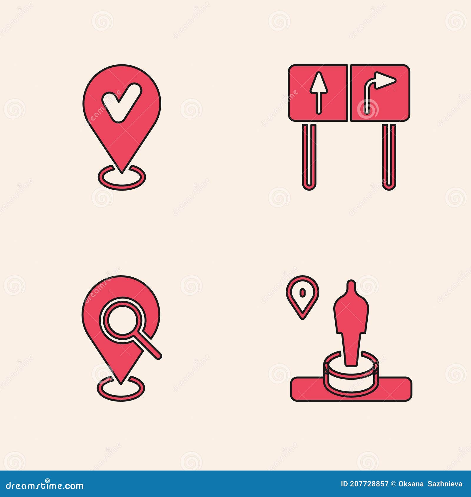 Set Location and Monument, with Check Mark, Road Traffic Sign and ...