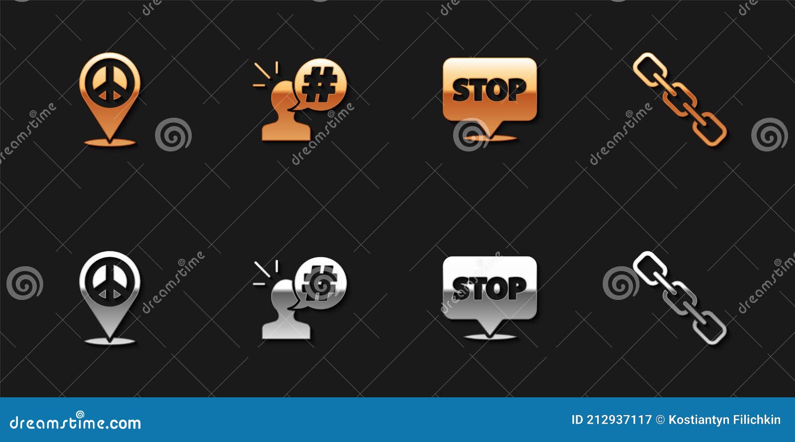 Set Location Peace, Protest, and Chain Link Icon. Vector Stock Vector ...