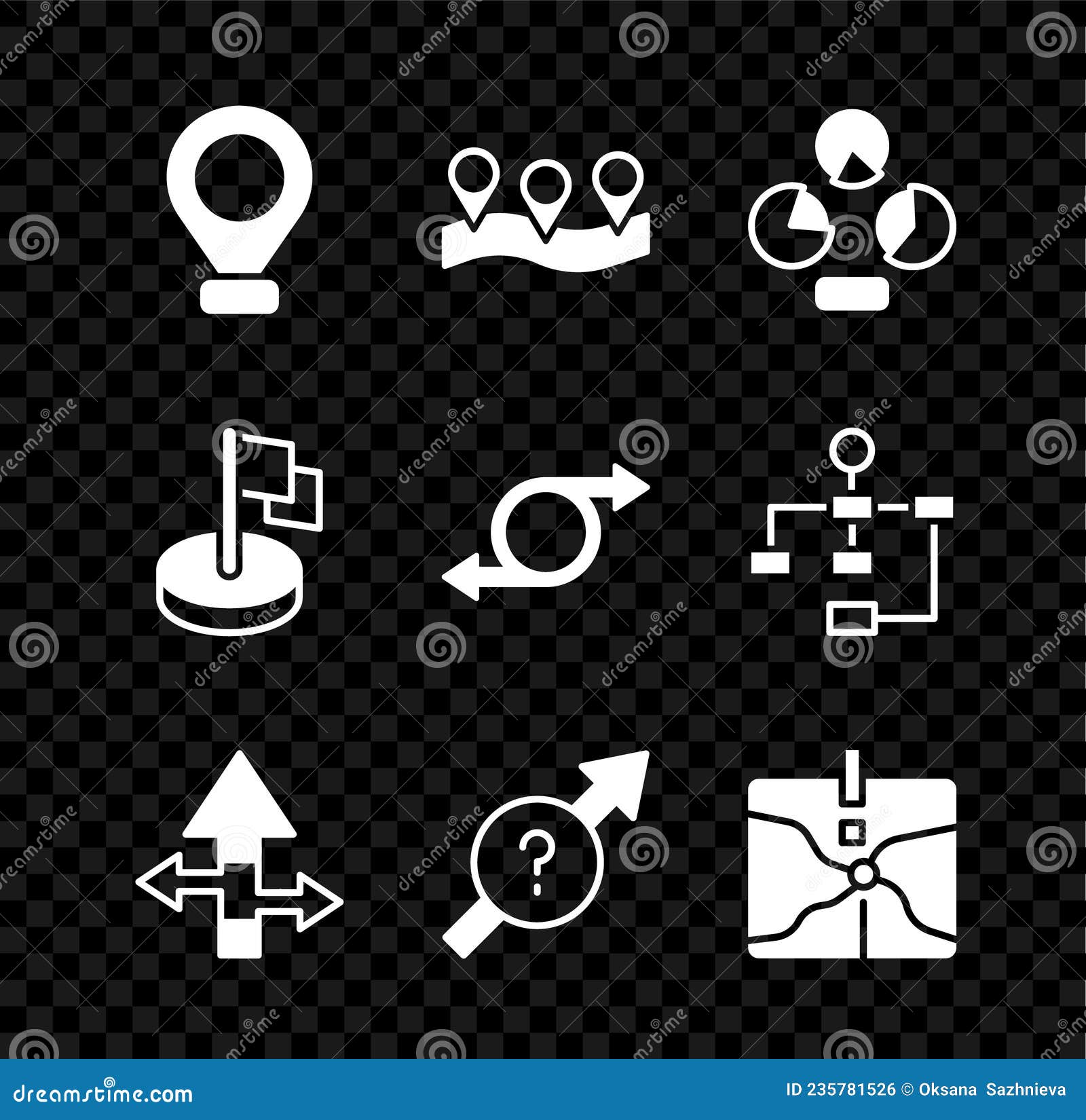 Set Location, Pie Chart Infographic, Arrow, Intersection Point, Flag ...
