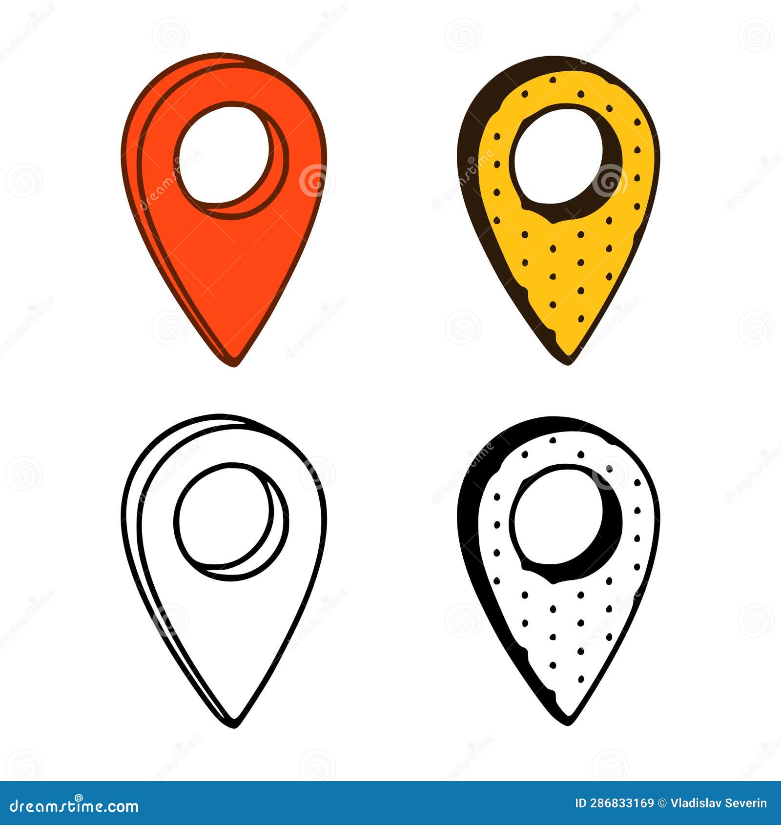 Set of Location Pins in Different Styles Stock Illustration ...