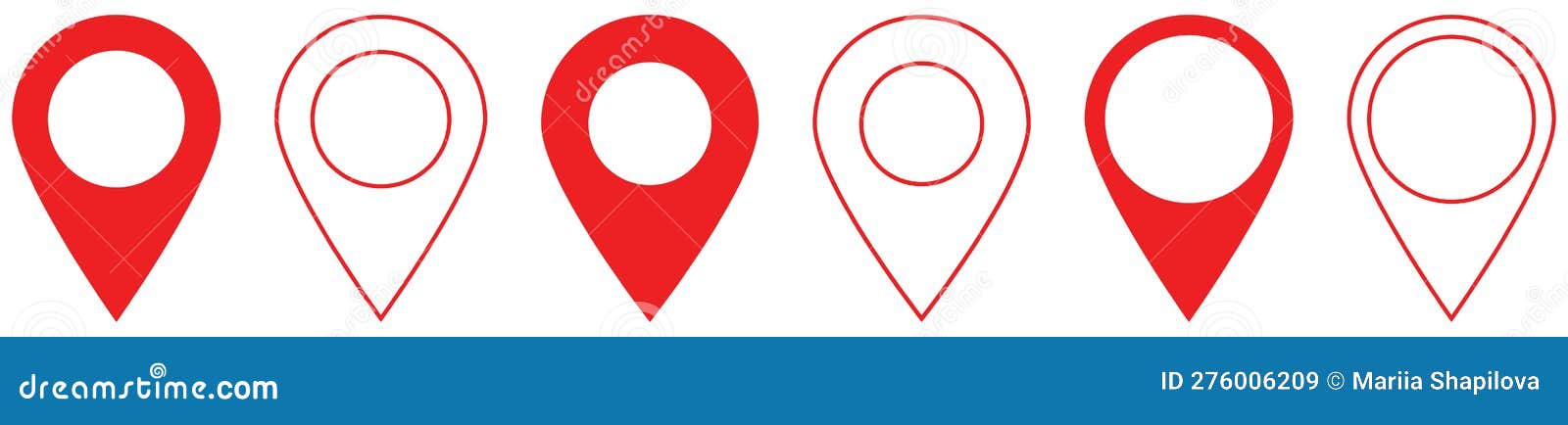Set of location red icons stock vector. Illustration of point - 276006209