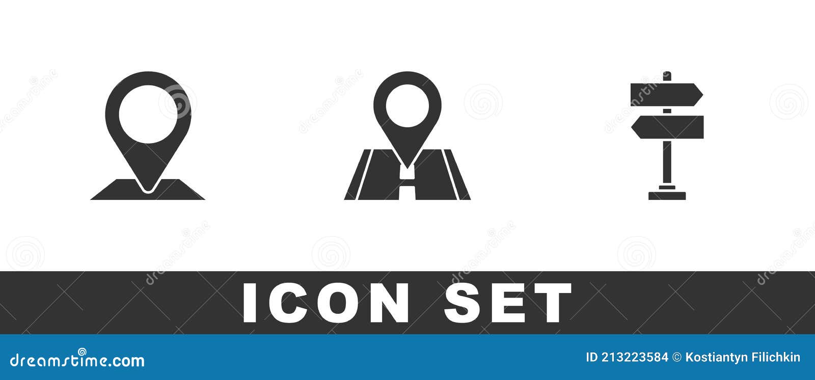 Set Location, and Road Traffic Sign Icon. Vector Stock Vector ...