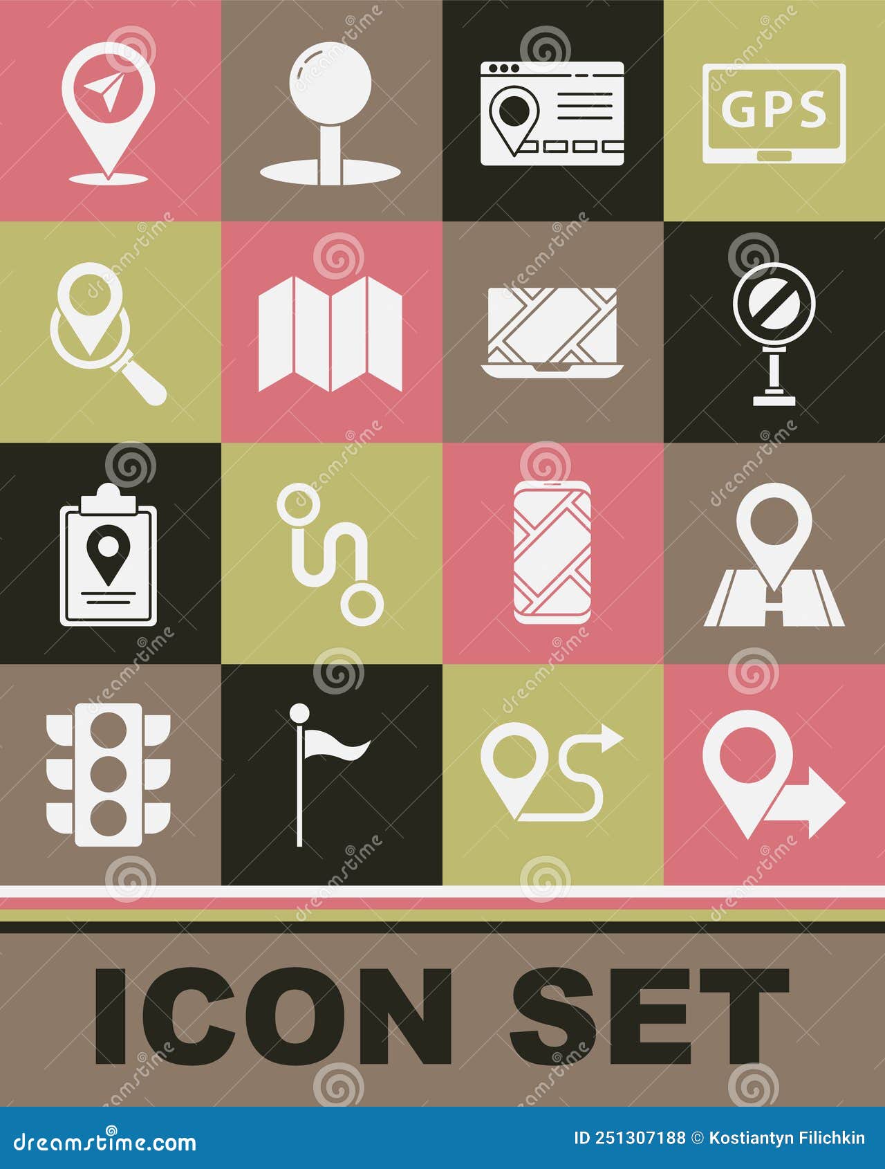 Set Location, Stop Sign, Infographic of City Map Navigation, Folded ...