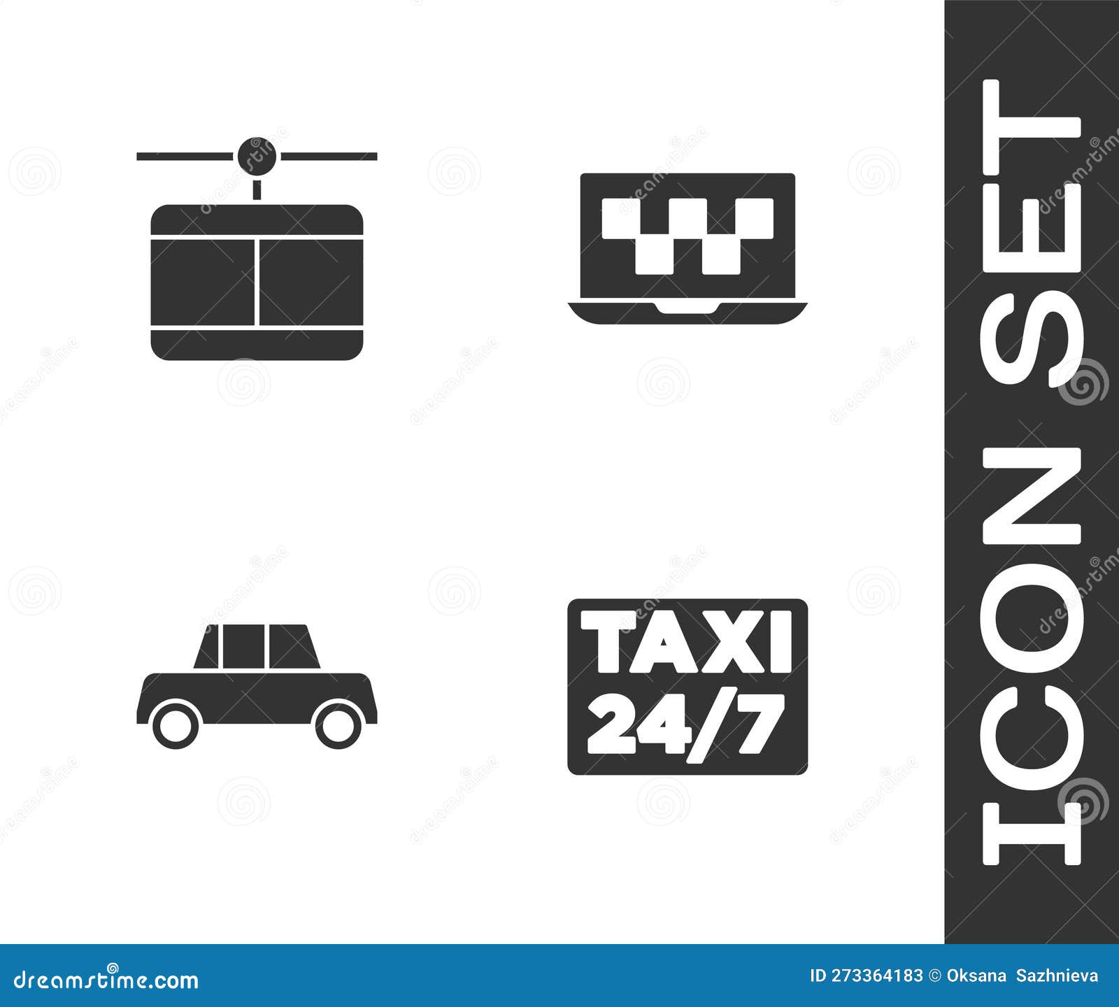 Set Location with Taxi, Cable Car, Car and Laptop Call Service Icon ...