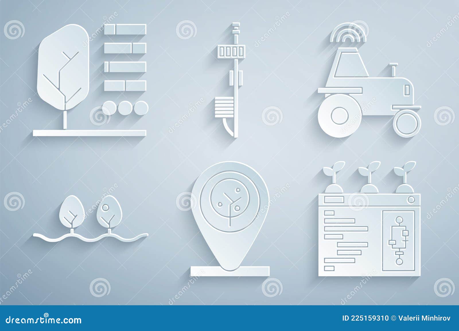 Set Location and Tree, Wireless Tractor Smart Farm, Plant, Smart ...