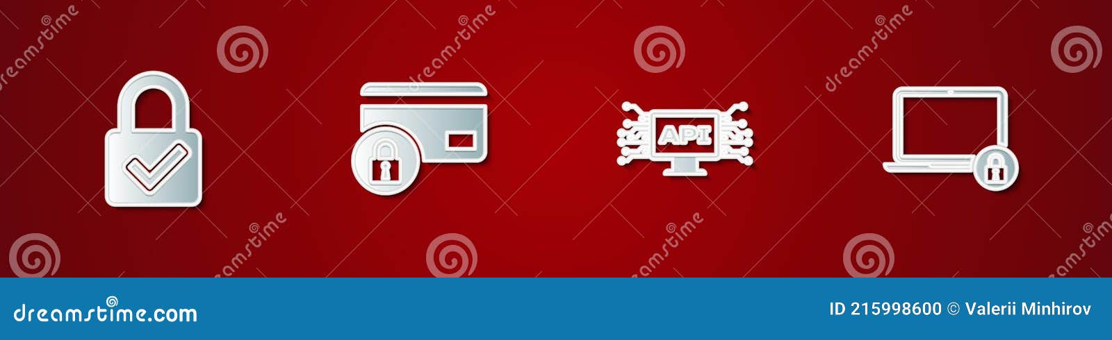 Set Lock And Check Mark, Credit Card With Lock, Computer Api Interface ... Set Lock And Check Mark, Credit Card With Lock, Computer Api Interface ...