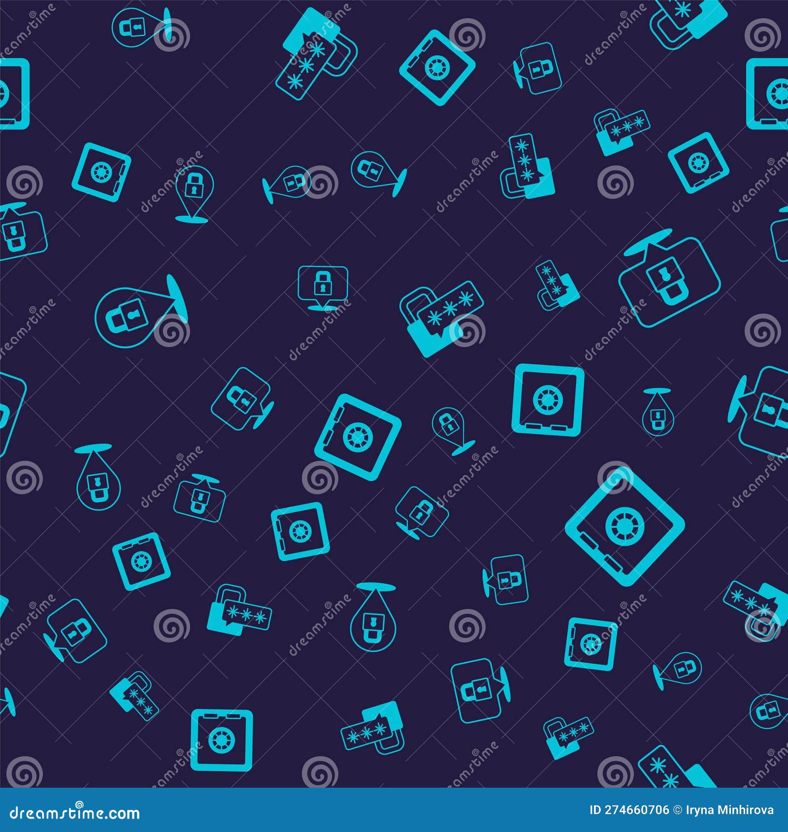 Set Lock, Cyber Security and Safe on Seamless Pattern. Vector Stock ...