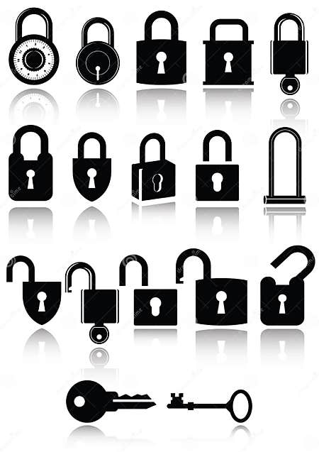 Set of lock icons stock vector. Illustration of prevention - 27159222