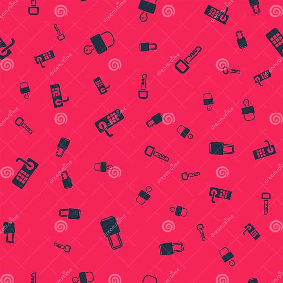 Set Lock, and Key, Digital Door Lock and Key on Seamless Pattern ...