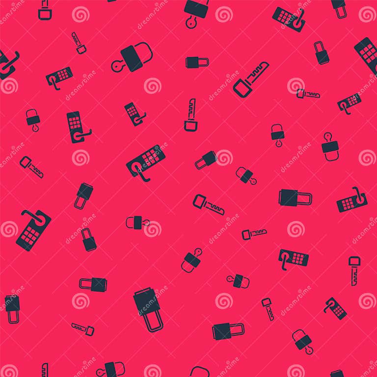 Set Lock, and Key, Digital Door Lock and Key on Seamless Pattern ...