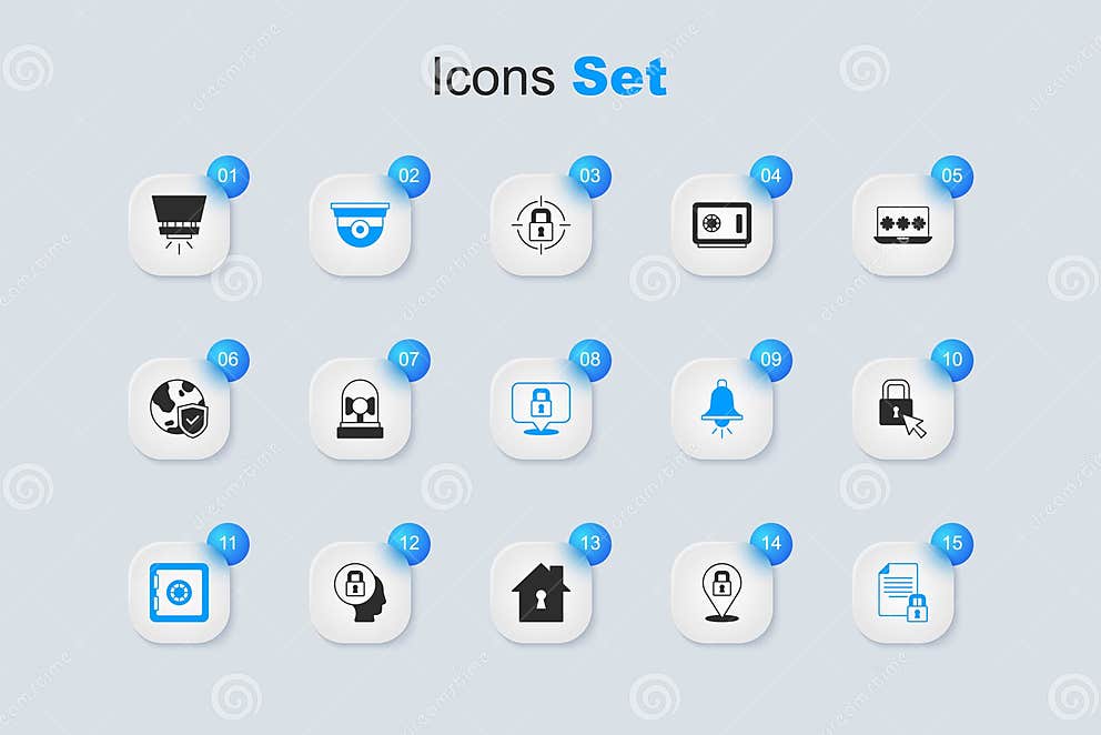 Set Lock, Ringing Alarm Bell, Security Camera, Safe, Document and Lock ...