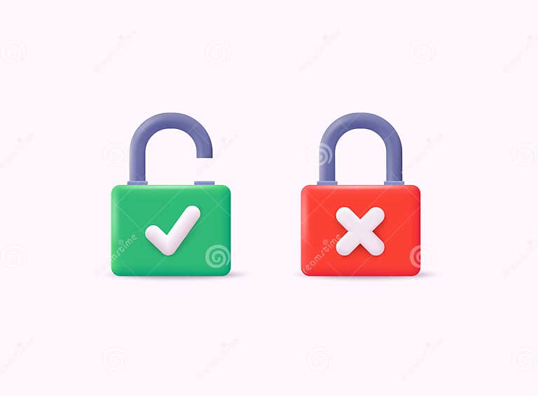 Set of Lock and Unlock Sign. Security Concept. Security, Safety ...