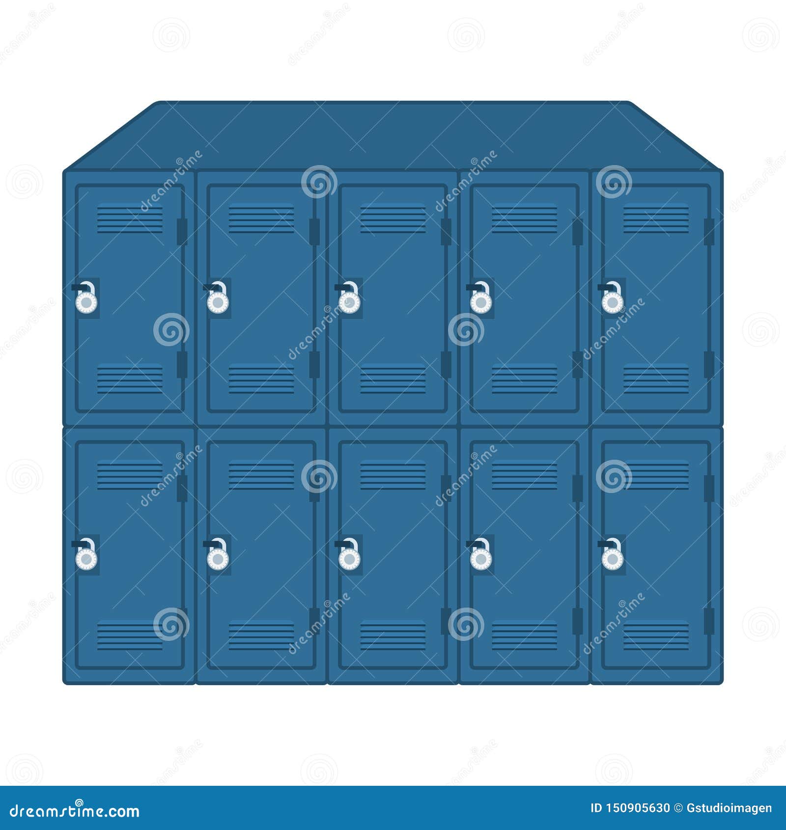 Set of Lockers School with Padlocks Stock Illustration - Illustration ...