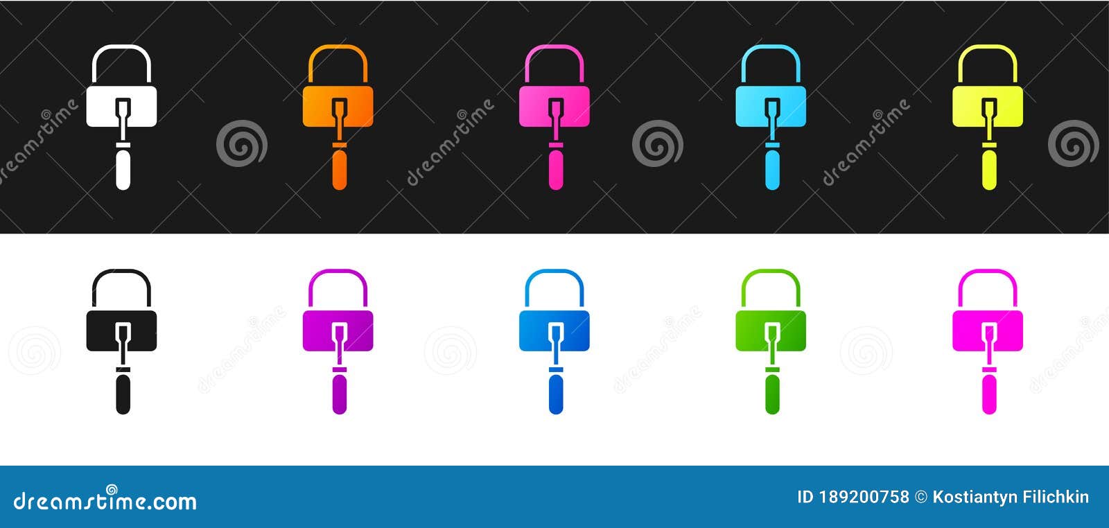 Set Lockpicks or Lock Picks for Lock Picking Icon Isolated on Black and ...