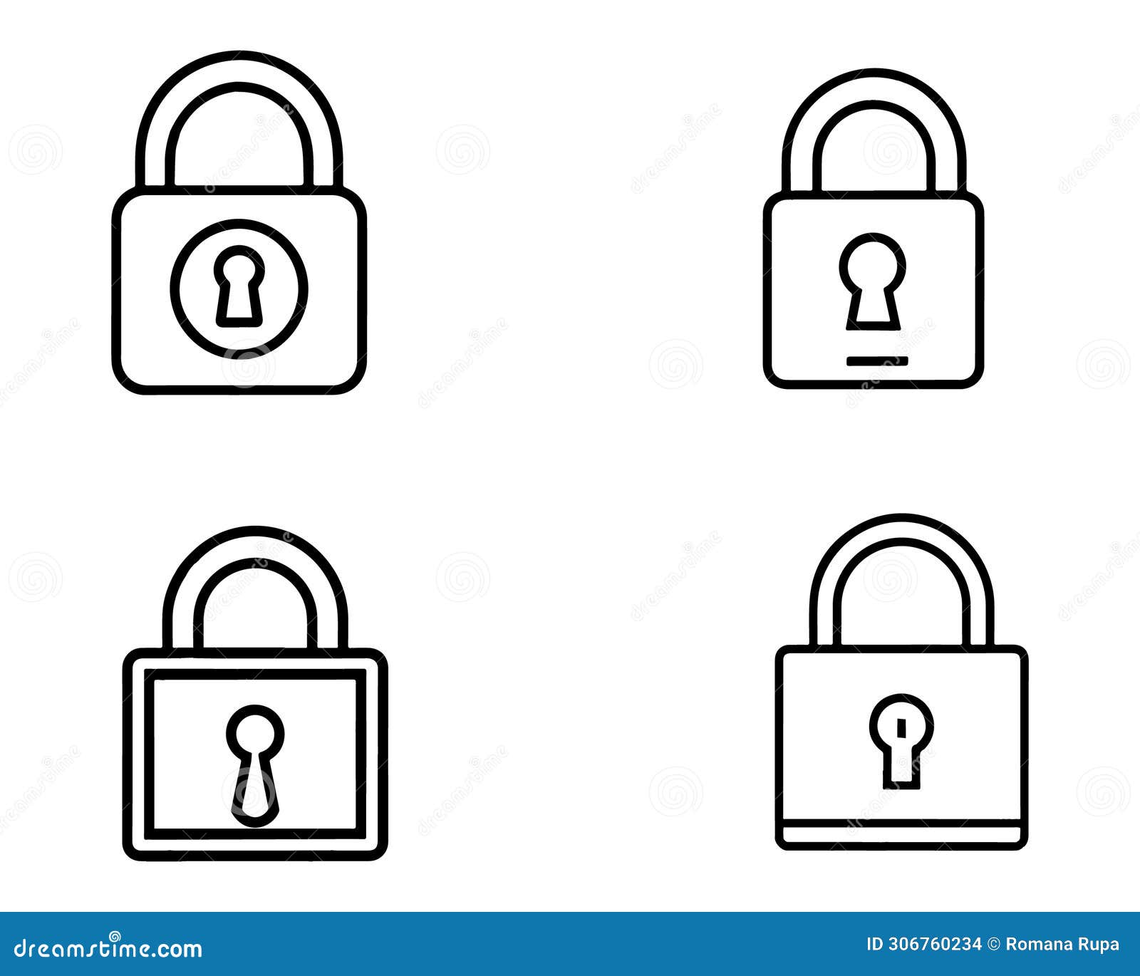 Set of Locks Drawn by Hands Vector Illustration on White Background ...