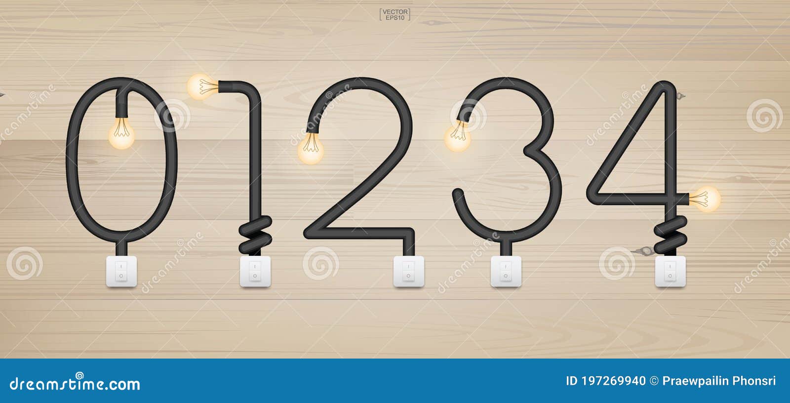 Set of Loft Alphabet and Numbers. Abstract Alphabet of Light Bulb and ...