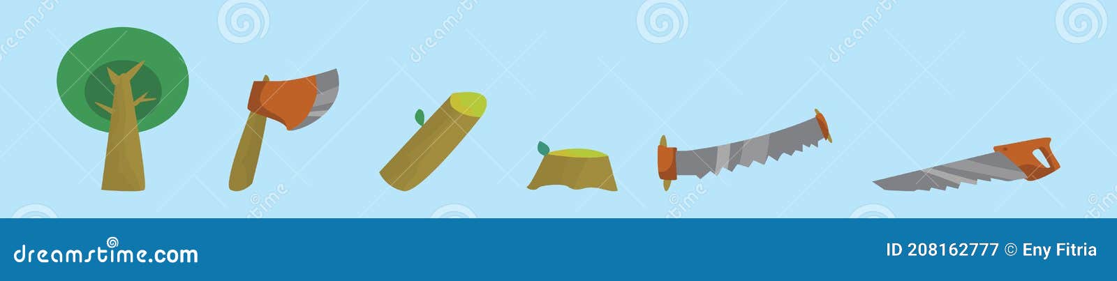 Set of Logging Cartoon Icon Design Template with Various Models. Vector ...