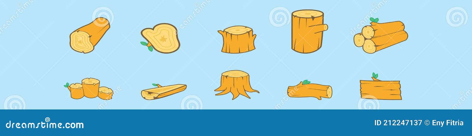 Set Logging of Cartoon Icon Design Template with Various Models. Vector ...