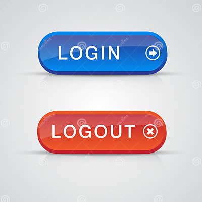 Set of Login Logout Buttons - Red, Blue Stock Vector - Illustration of ...