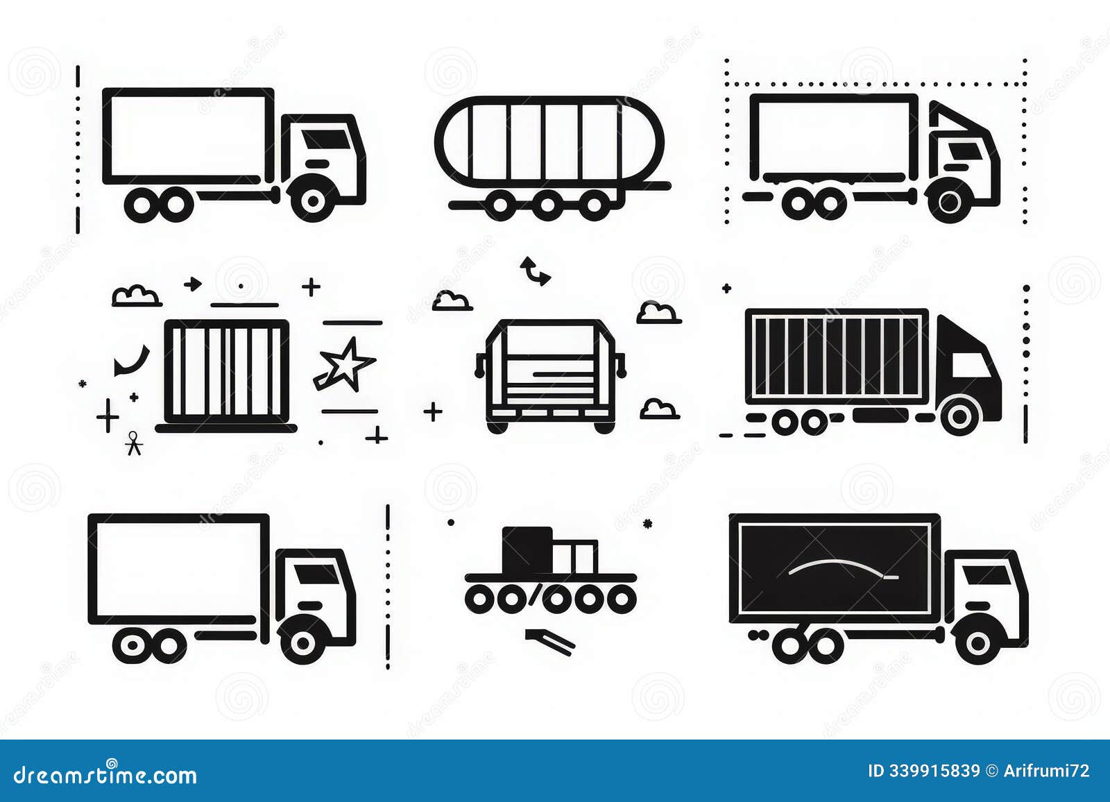 Set of Logistics Emblem Logo Design with Black Logistics Line Art Icon ...