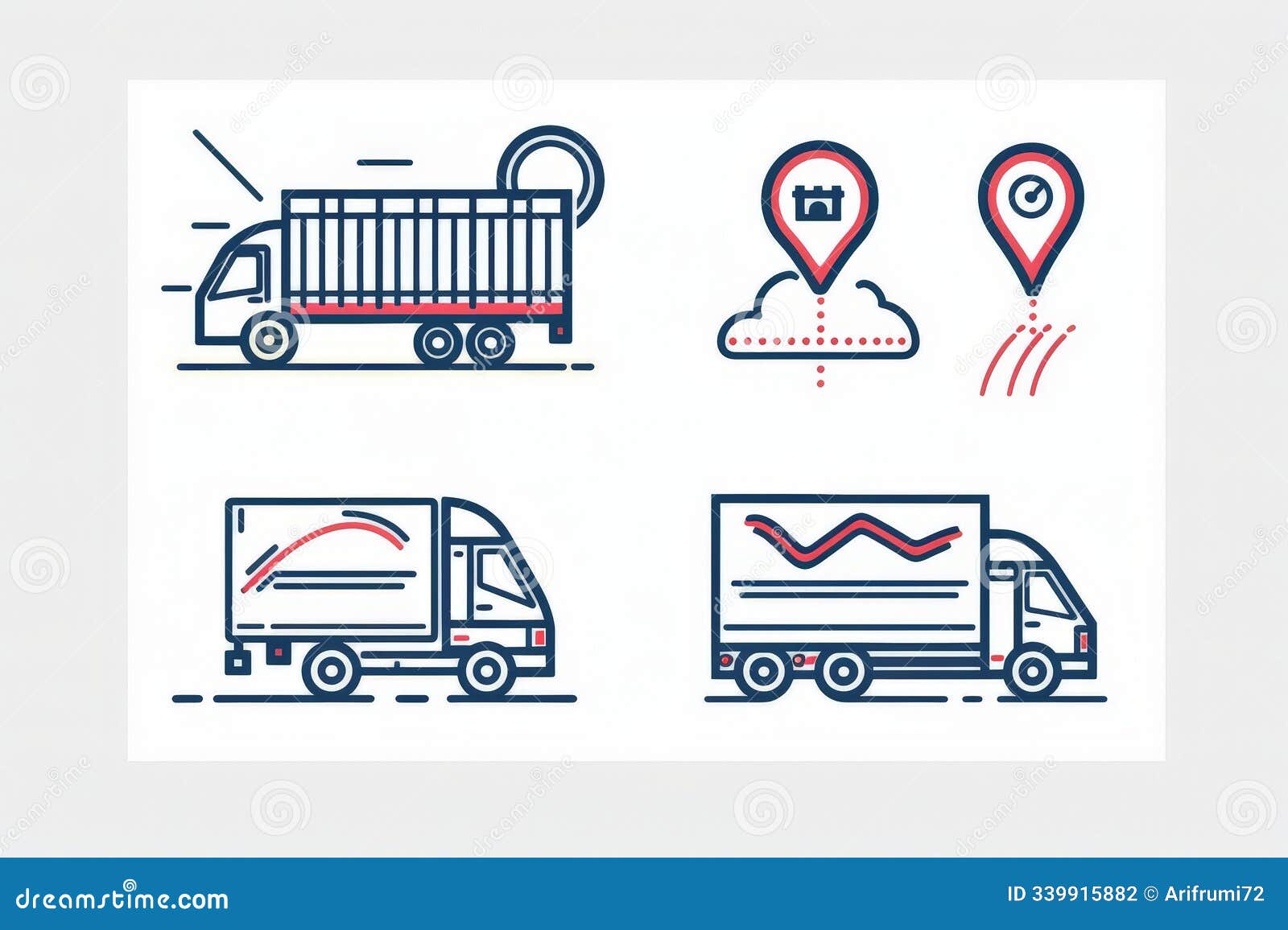 Set of Logistics Emblem Logo Design with Black Logistics Line Art Icon ...