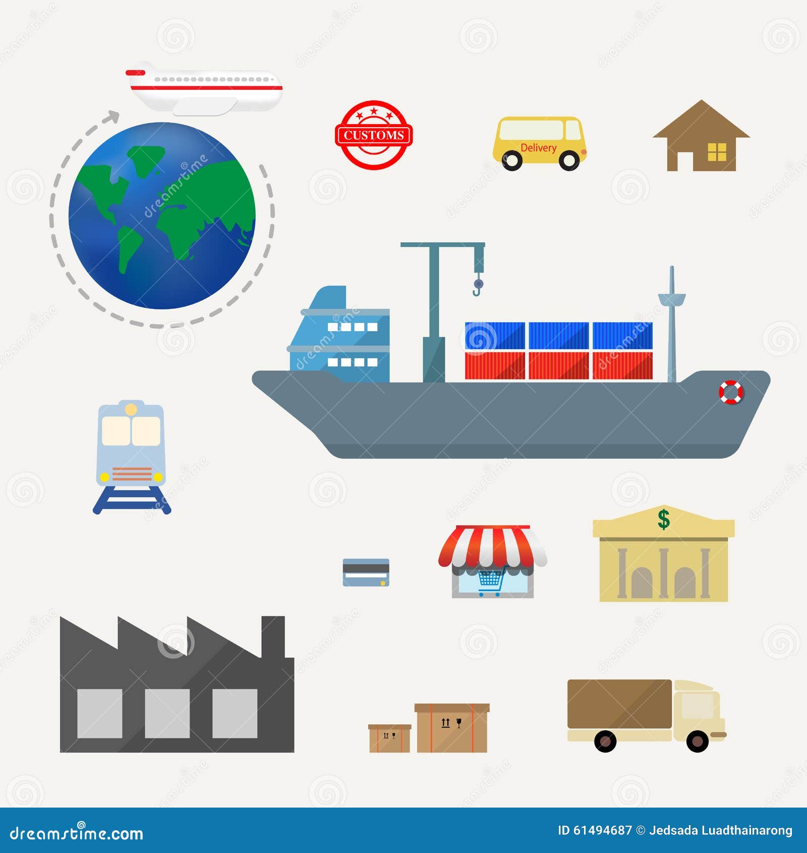 Set of Logistics Icon Flat Design Stock Vector - Illustration of icon ...