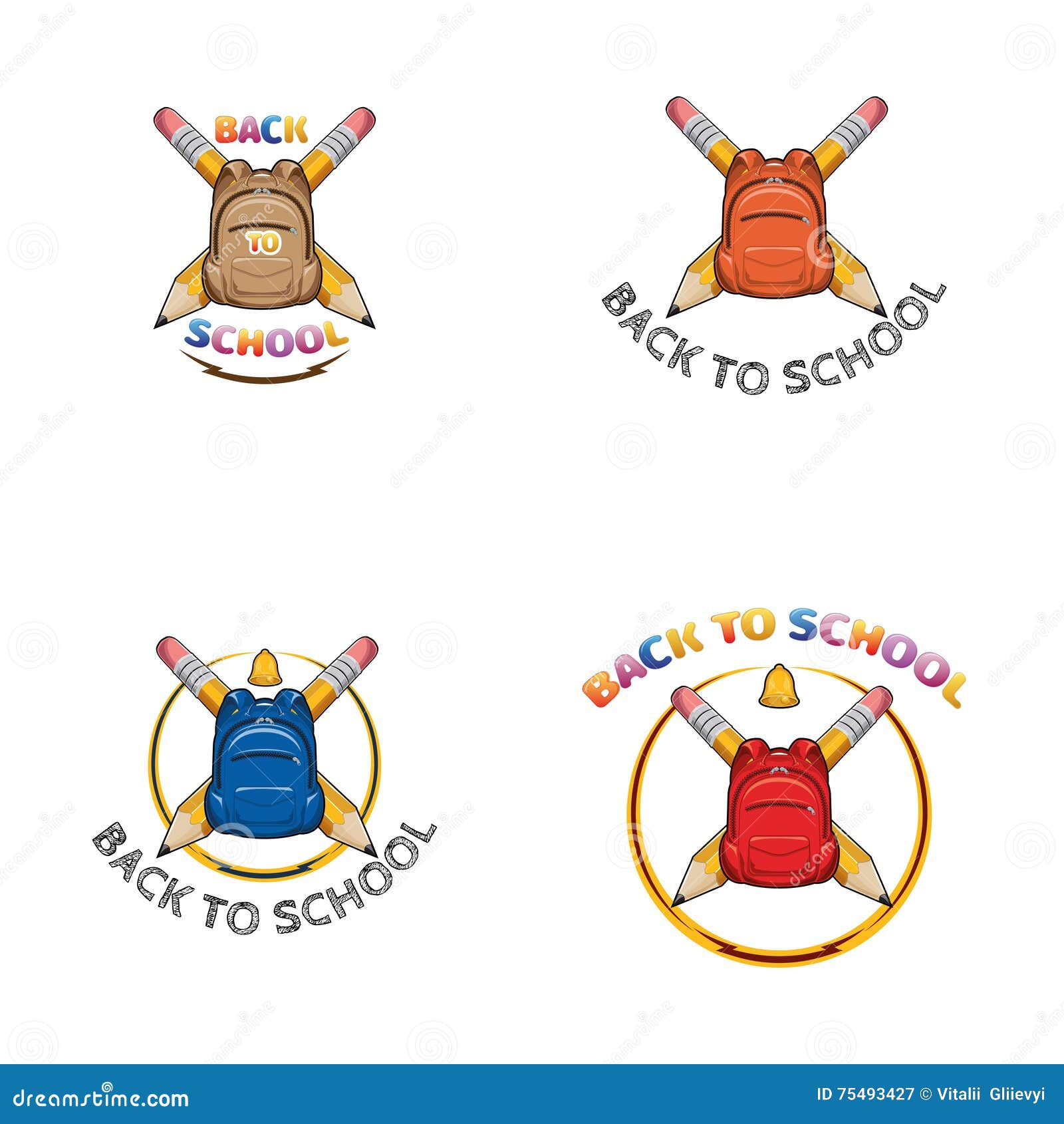 Set. Logo back to school stock vector. Illustration of icon - 75493427