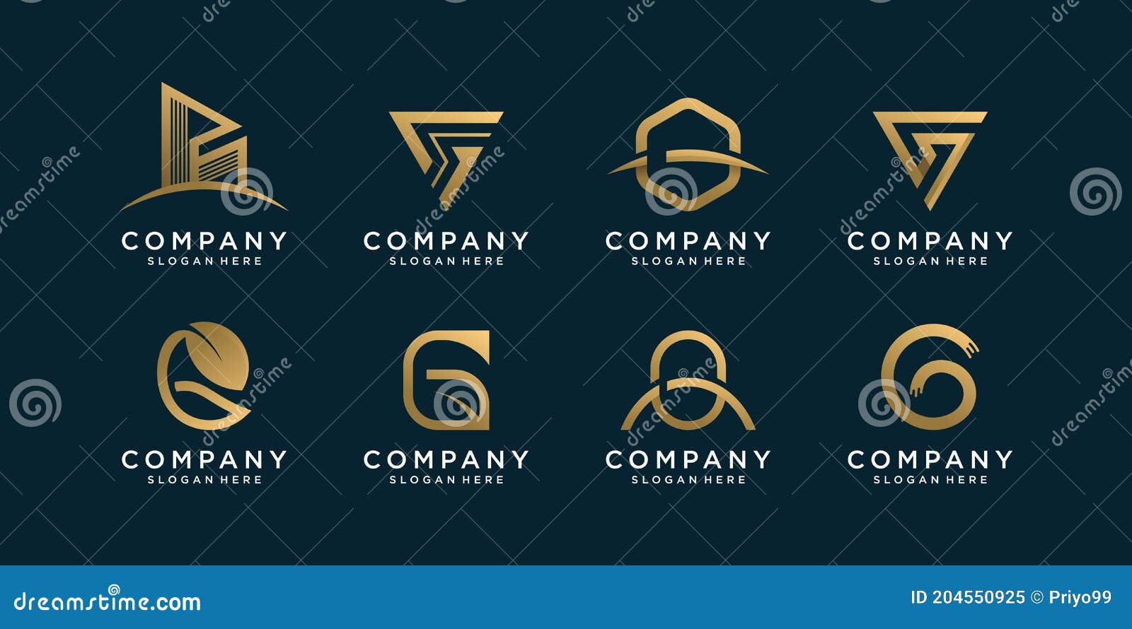Set of Logo Collection with Initial G, Company, Construction, Nature ...